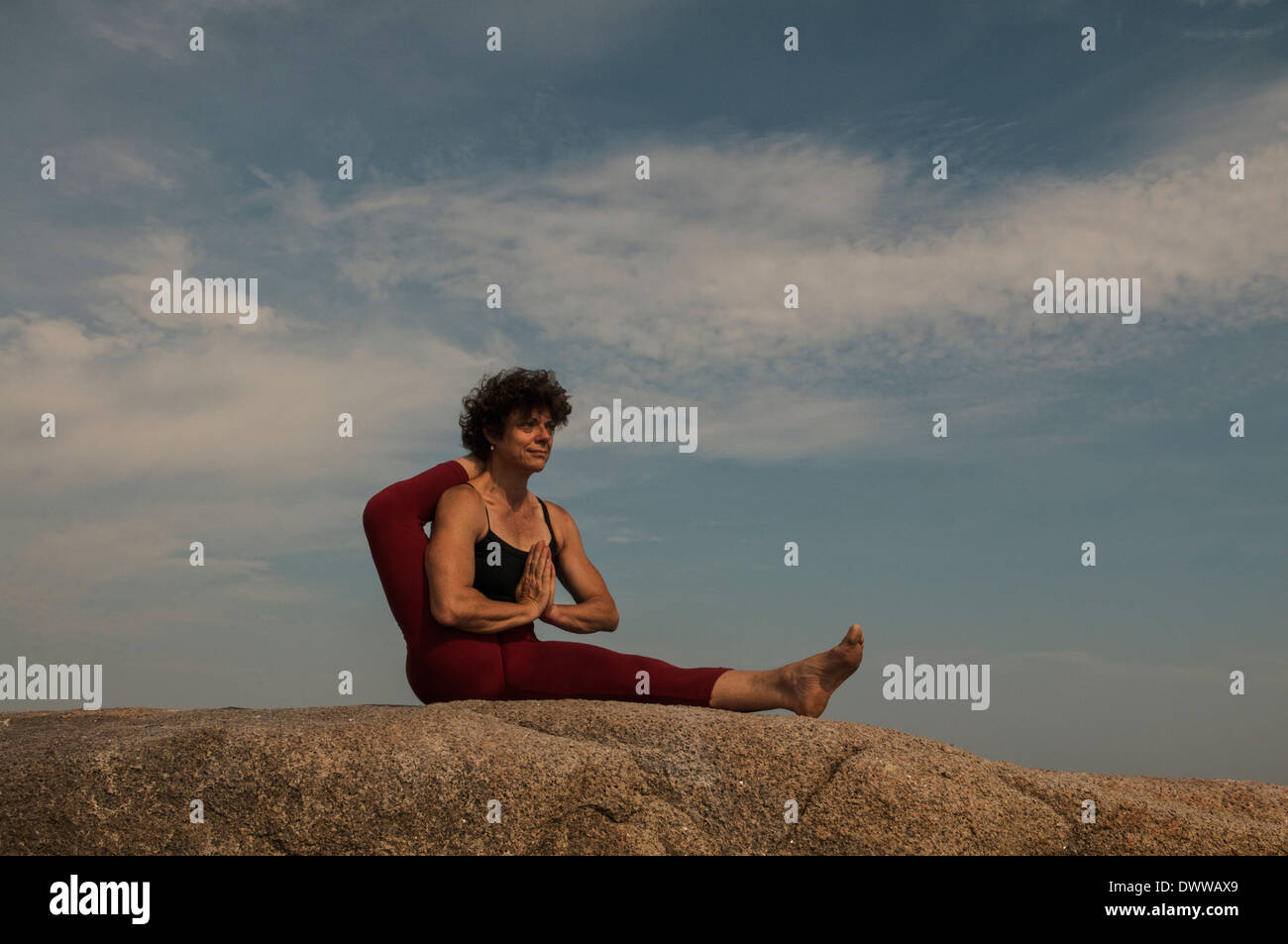 Iyengar ® Yoga Instructor Demonstrates Eka Pada Janu Sirasana (Forward ...