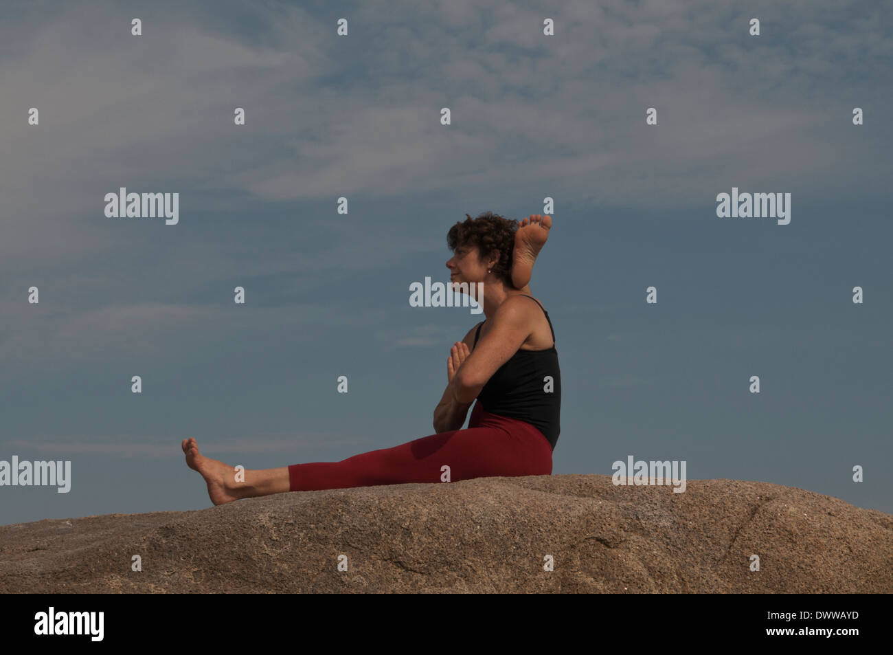 Iyengar Yoga Instructor Demonstrates Eka Pada Janu Sirsasana (Forward ...