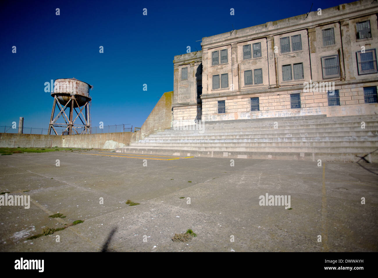 Tourist on the Exercise Yard, Alcatraz Island, San Francisco ...