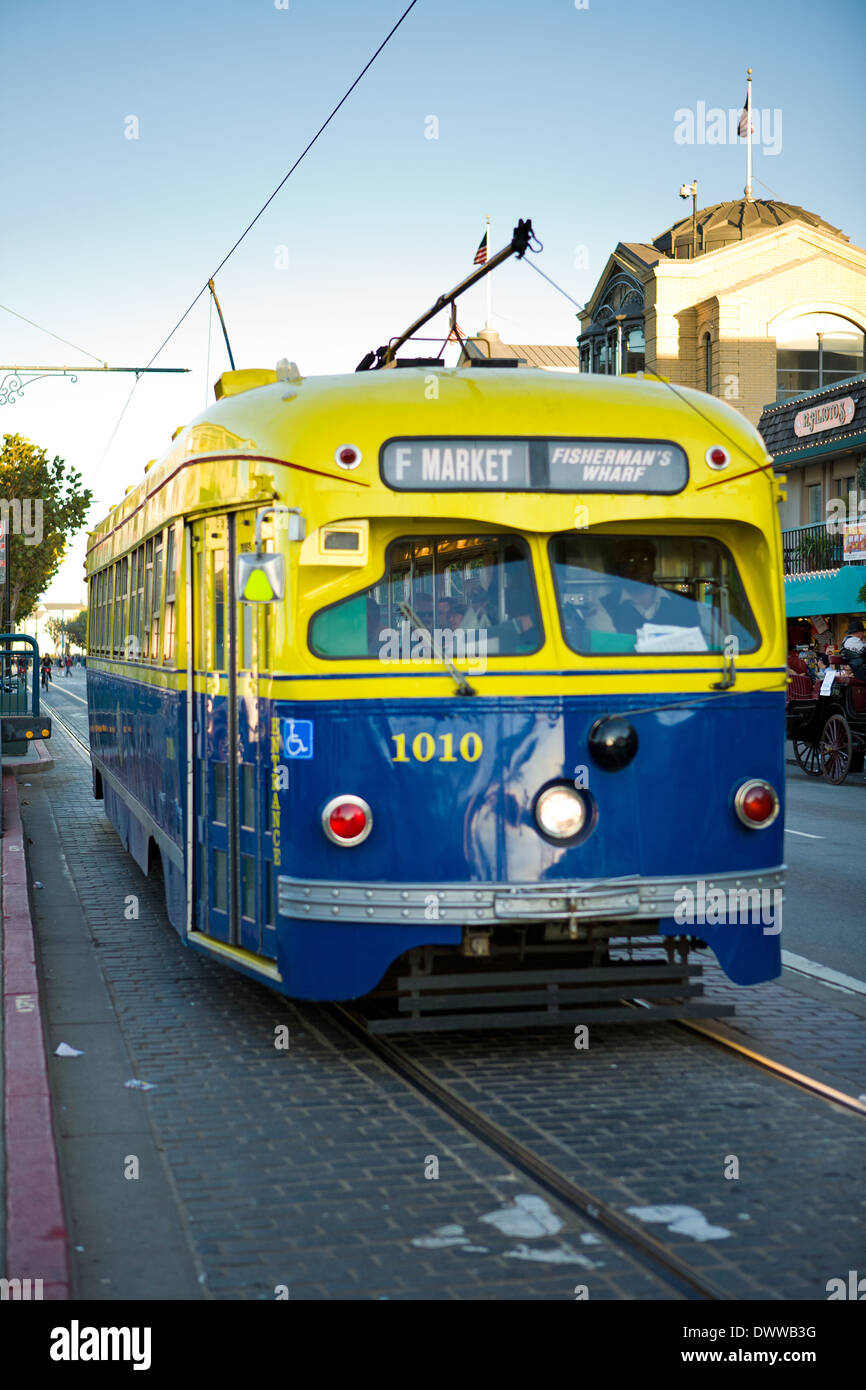 Trams on The Embarcadero, San Francisco, California, USA Stock Photo ...