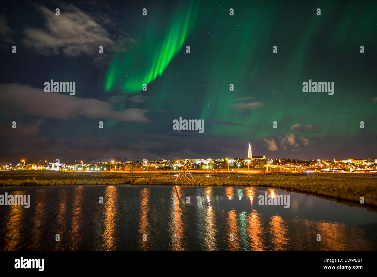 Aurora Borealis or Northern Lights, Reykjavik, Iceland Stock Photo - Alamy