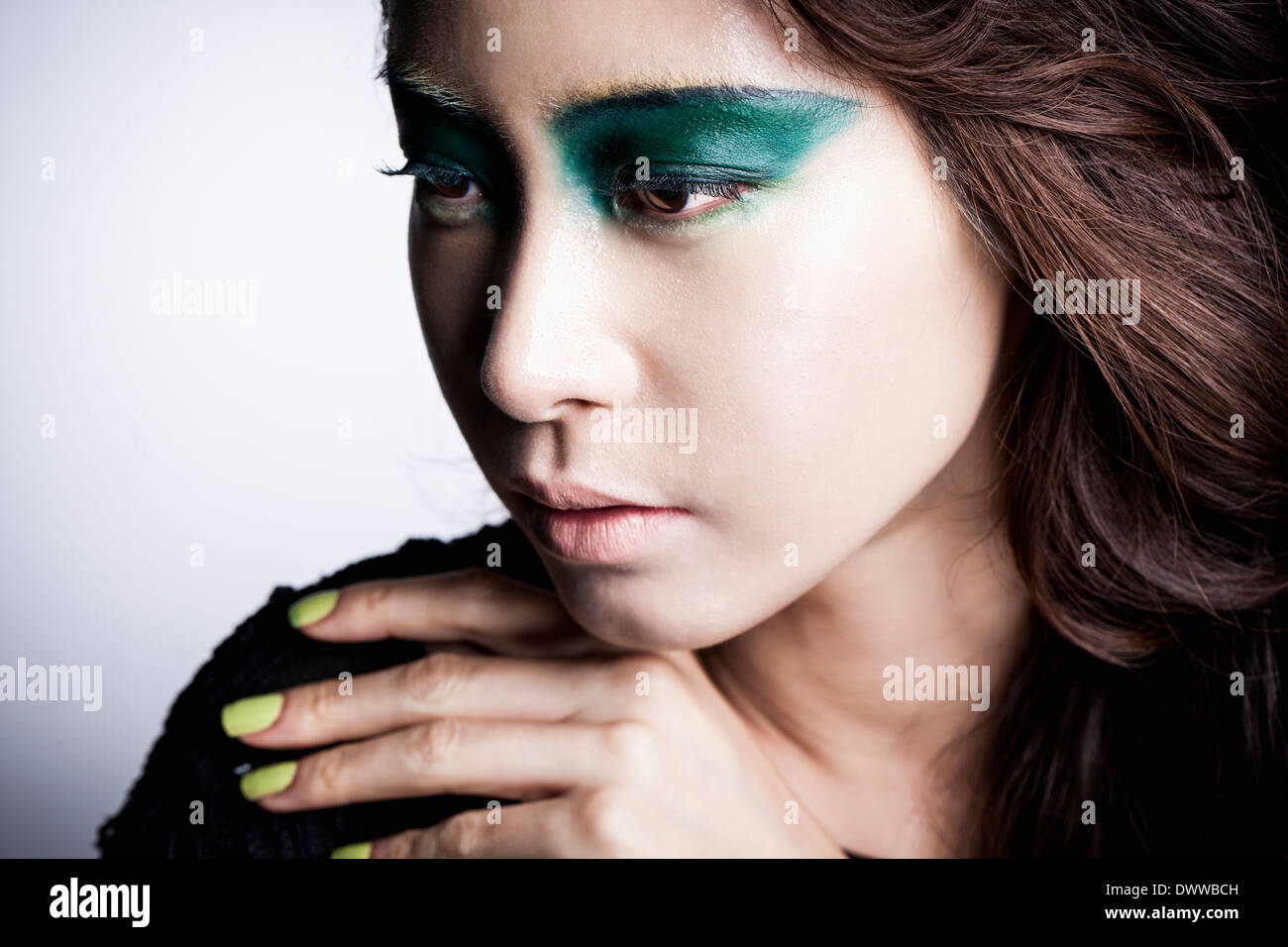 Close up woman face gesturing hi-res stock photography and images - Alamy