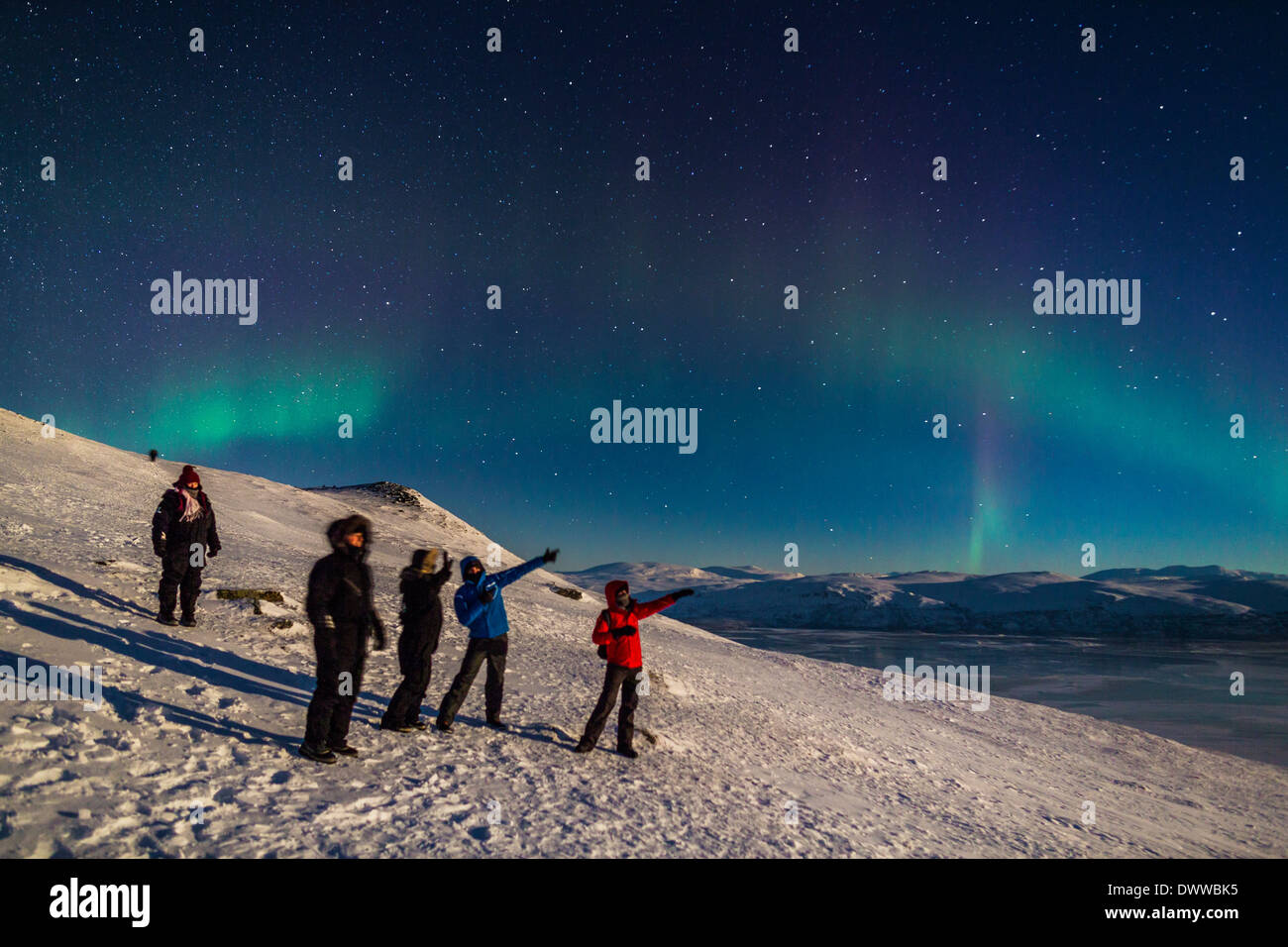Aurora Borealis or Northern Lights at The Abisko Sky Station, Abisko, Lapland, Sweden. Cold ...