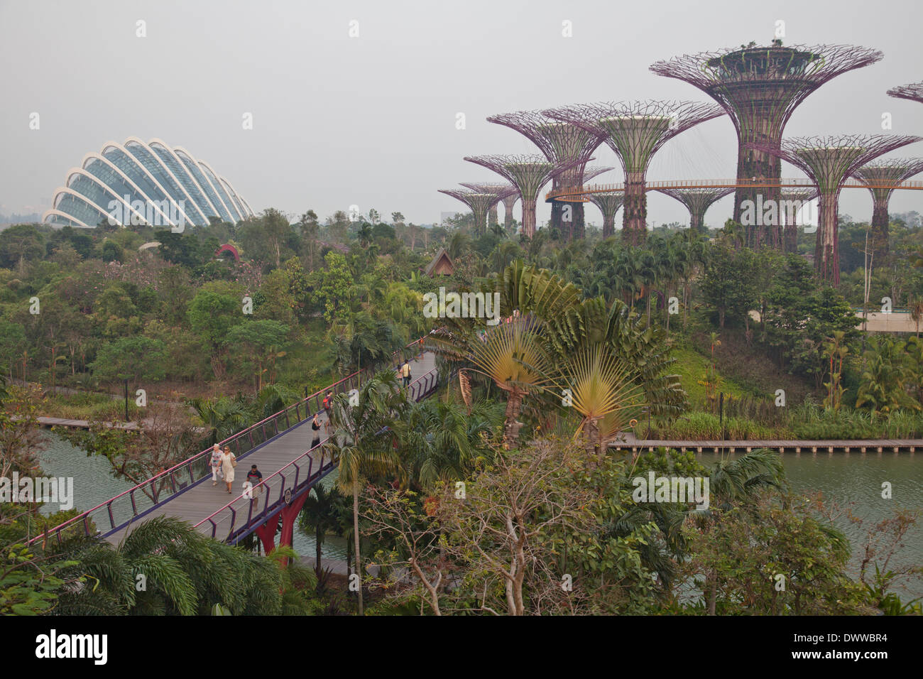 Tourists visit the Sky Walk at Gardens by the Bay in Singapore Stock Photo - Alamy