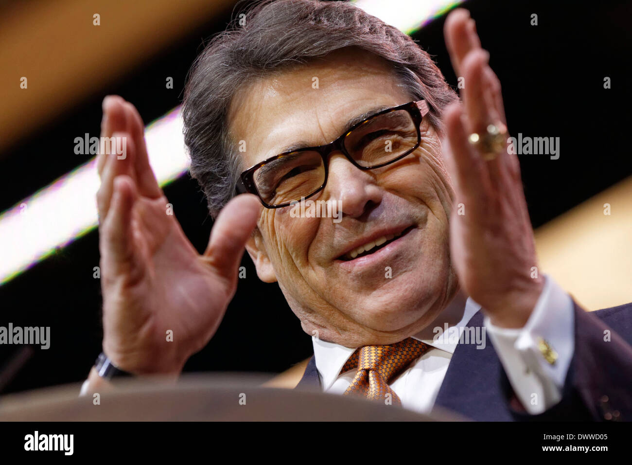 Texas Governor Rick Perry makes a speech at the 2014 CPAC conference in ...