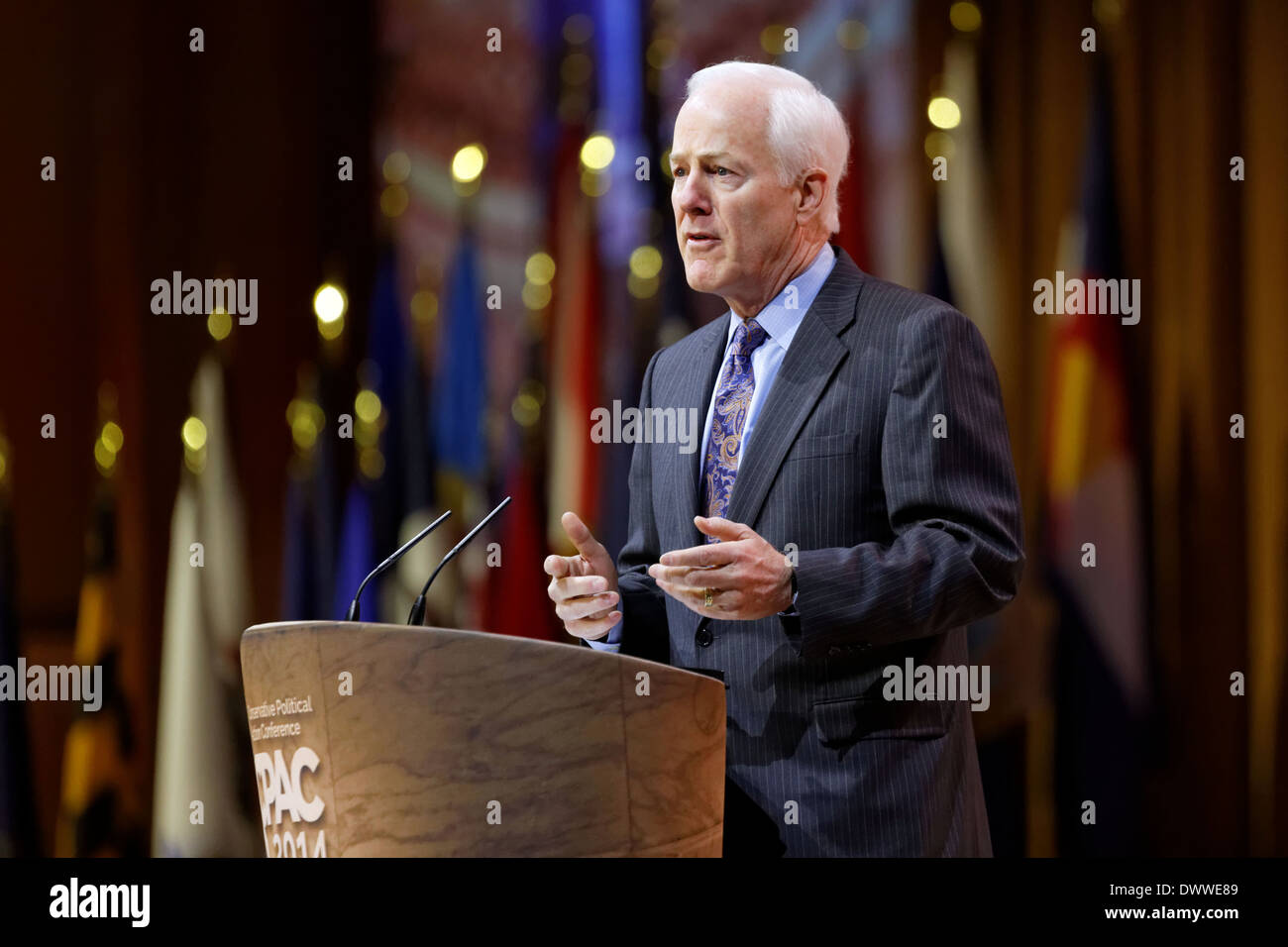 Texas Senator John Cornyn makes a speech at the 2014 CPAC conference in ...