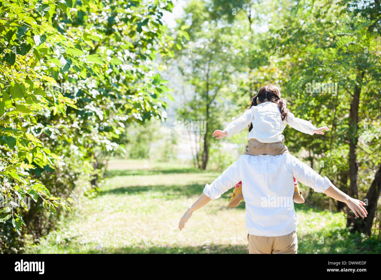 a father and a kid having a walk in the nature Stock Photo - Alamy