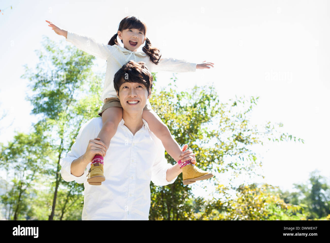 a father and a kid having a walk in the nature Stock Photo - Alamy