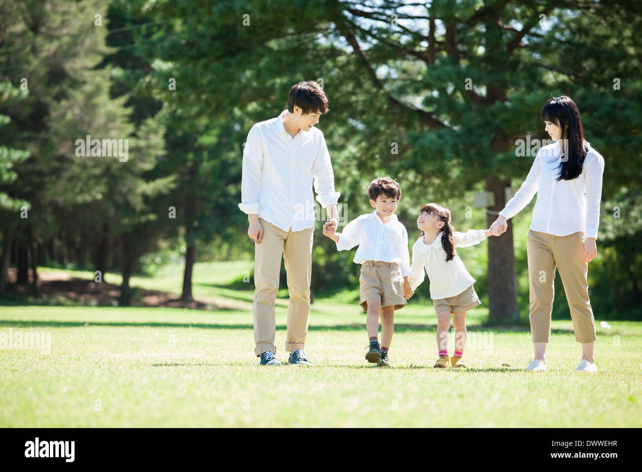 a family having a walk in the nature Stock Photo - Alamy