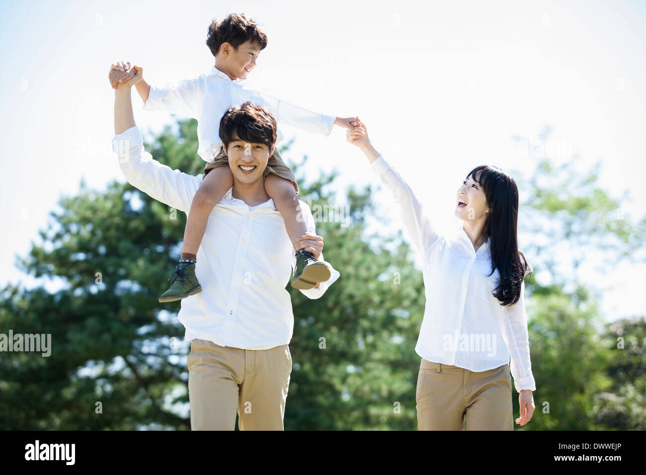 a family having a walk in the nature Stock Photo - Alamy
