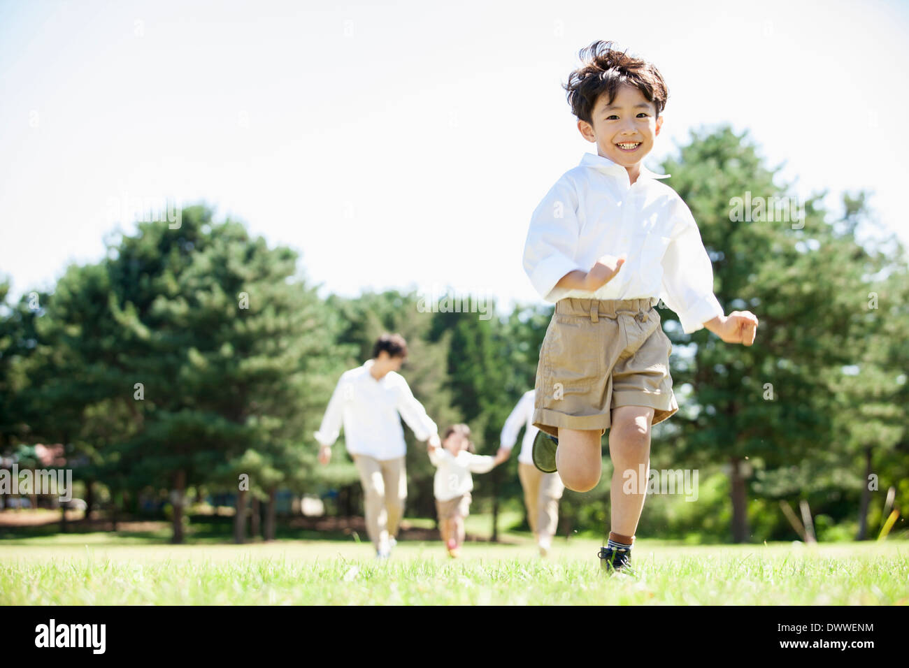 a family having a walk in the nature Stock Photo - Alamy