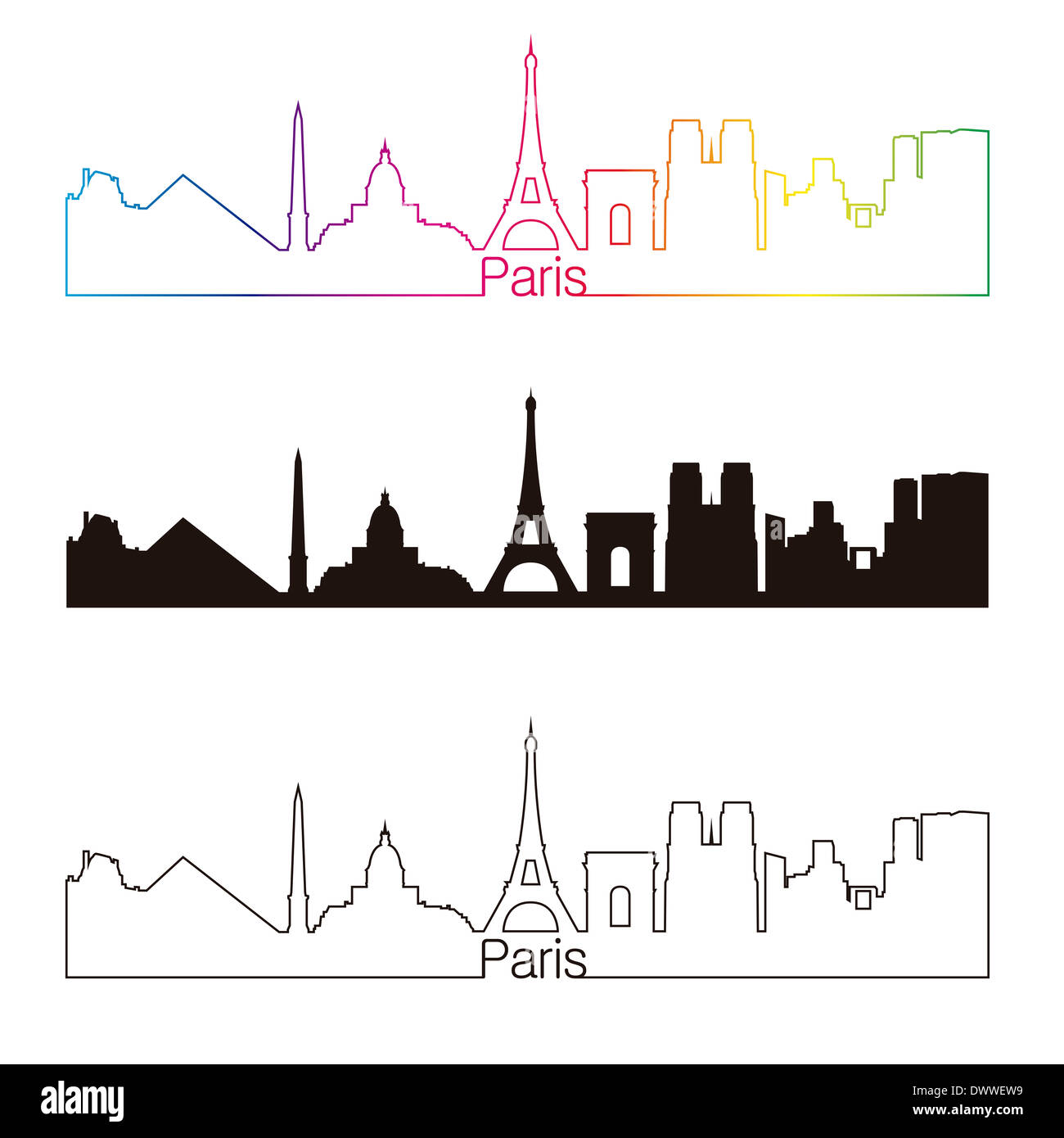 Paris france city skyline outline Cut Out Stock Images & Pictures - Alamy