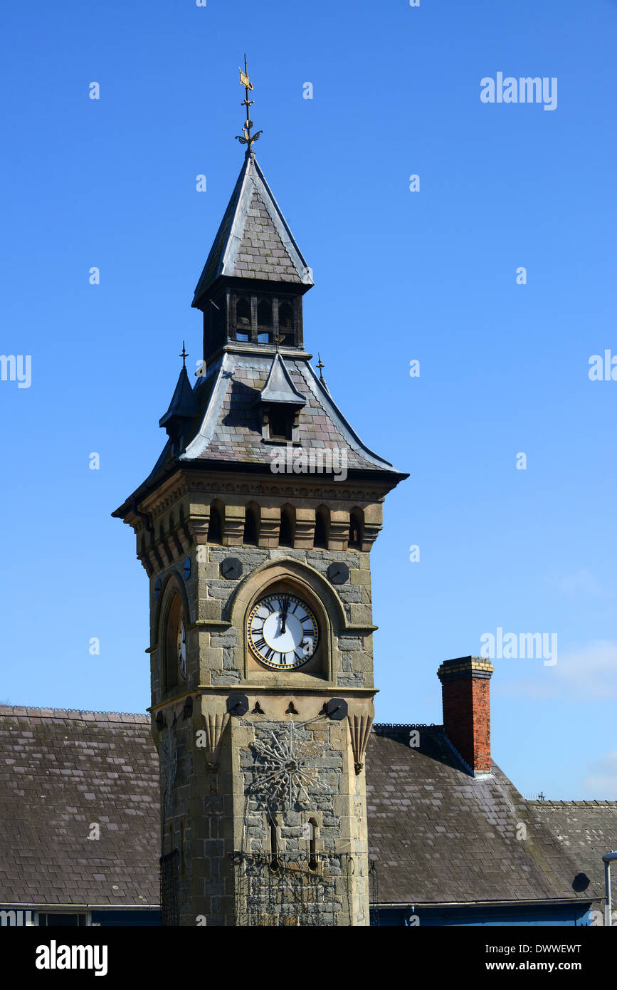 Knighton clock tower in Powys Mid Wales Uk Stock Photo - Alamy