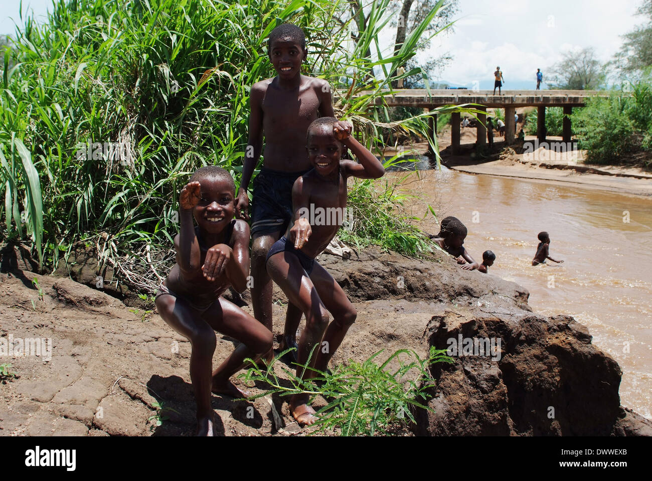 Children swimming in river Stock Photo - Alamy
