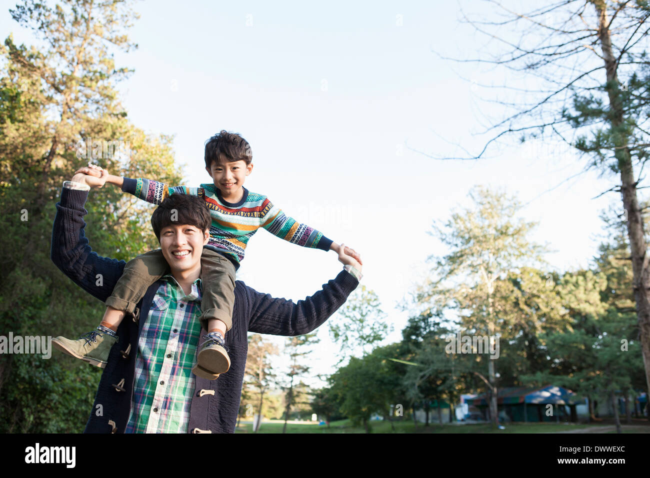 a father and a kid having a walk in the nature Stock Photo - Alamy