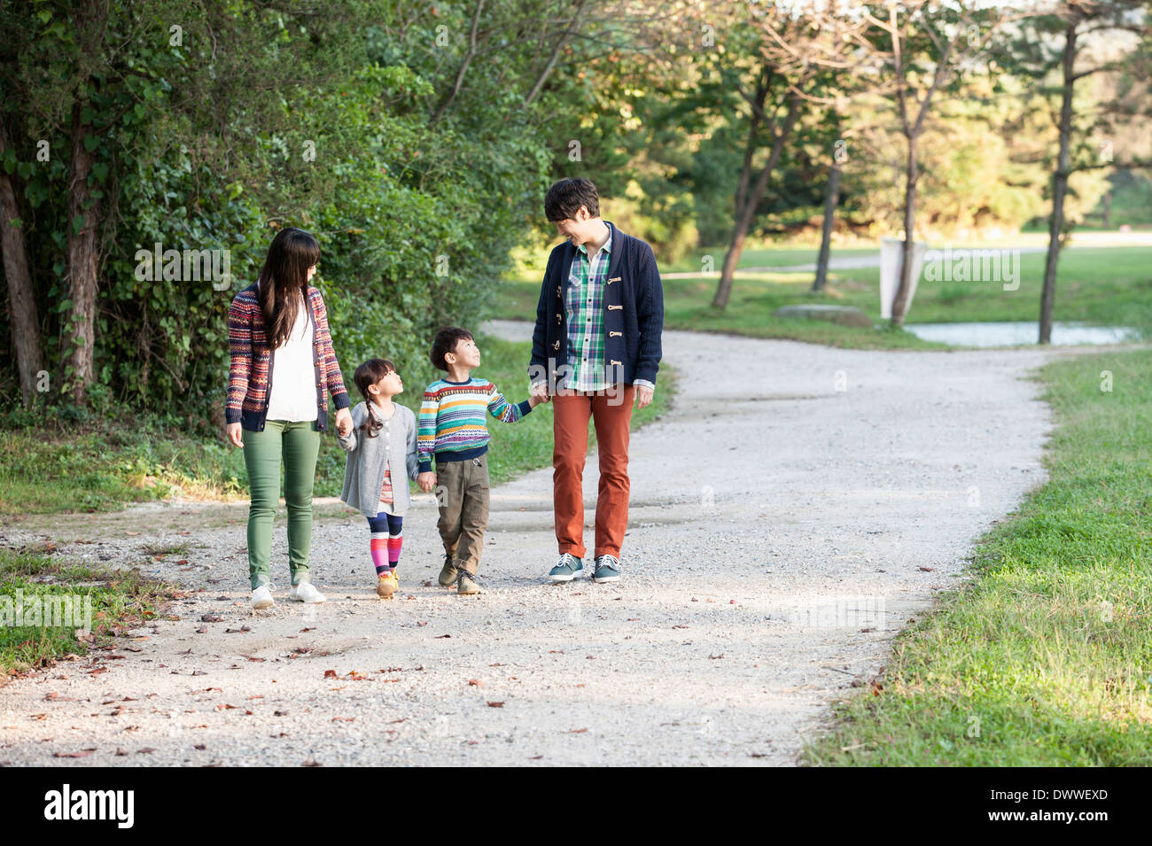 a family having a walk in the nature Stock Photo - Alamy