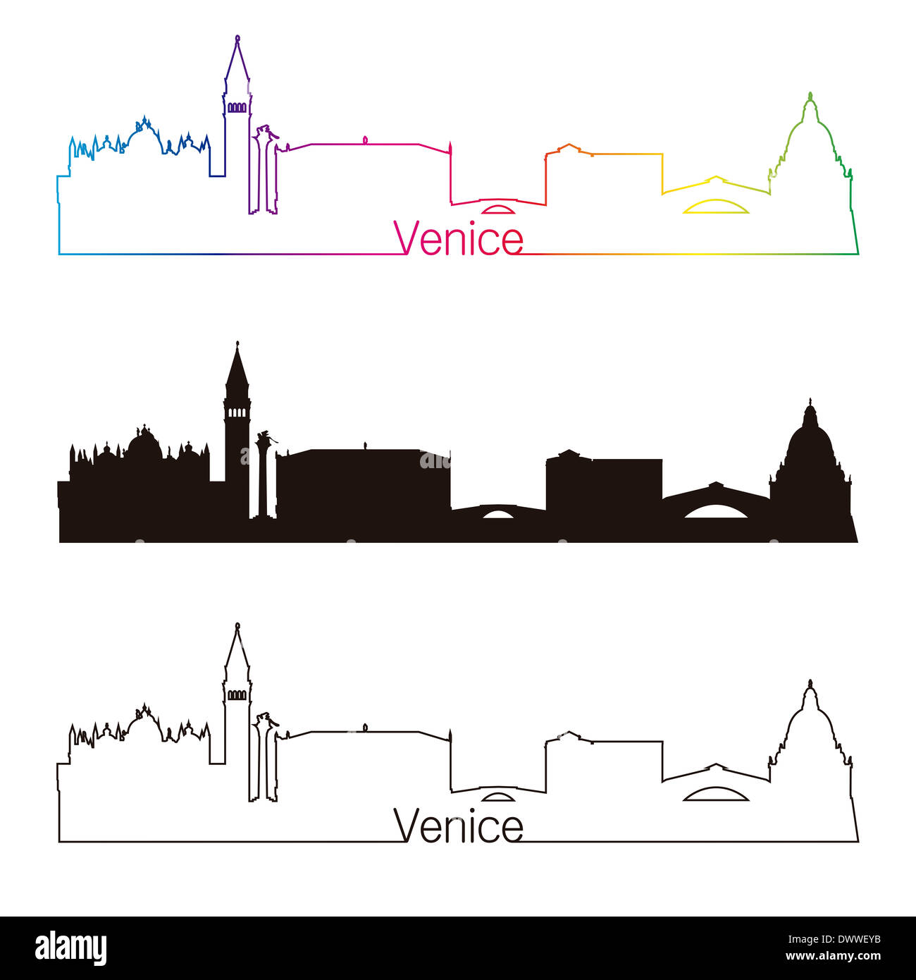 Venice skyline linear style Stock Photo - Alamy