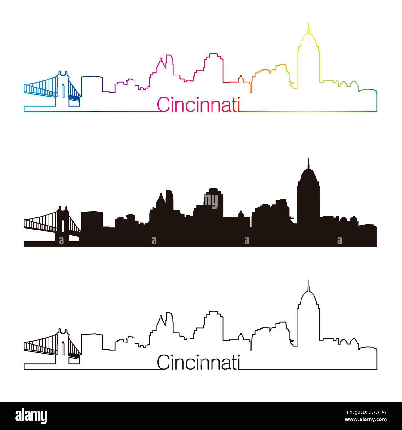 Cincinnati skyline linear style Stock Photo - Alamy