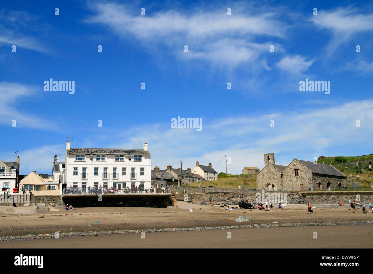 Beach seafront blue sky Aberdaron Gwynedd Wales UK Stock Photo - Alamy