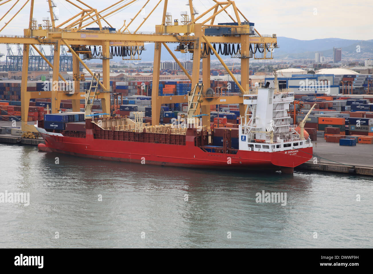 Container ship mv BF Esperanza docked in Barcelona Spain Stock Photo ...