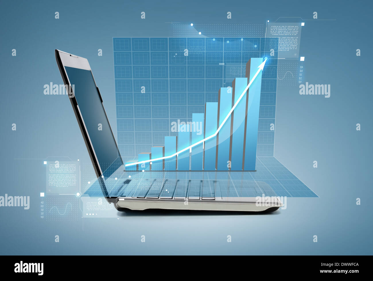 laptop computer with chart Stock Photo - Alamy