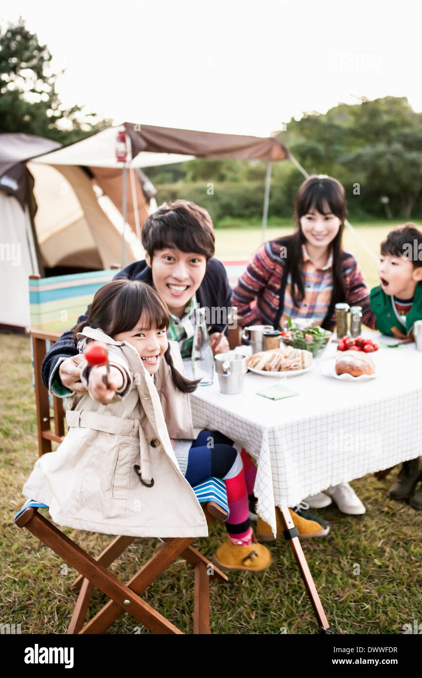 a family out camping Stock Photo - Alamy