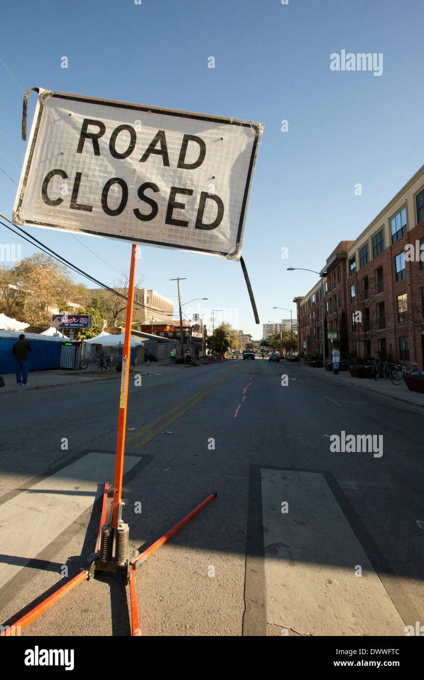 Road Closed sign at scene of fatal car accident during SXSW music ...