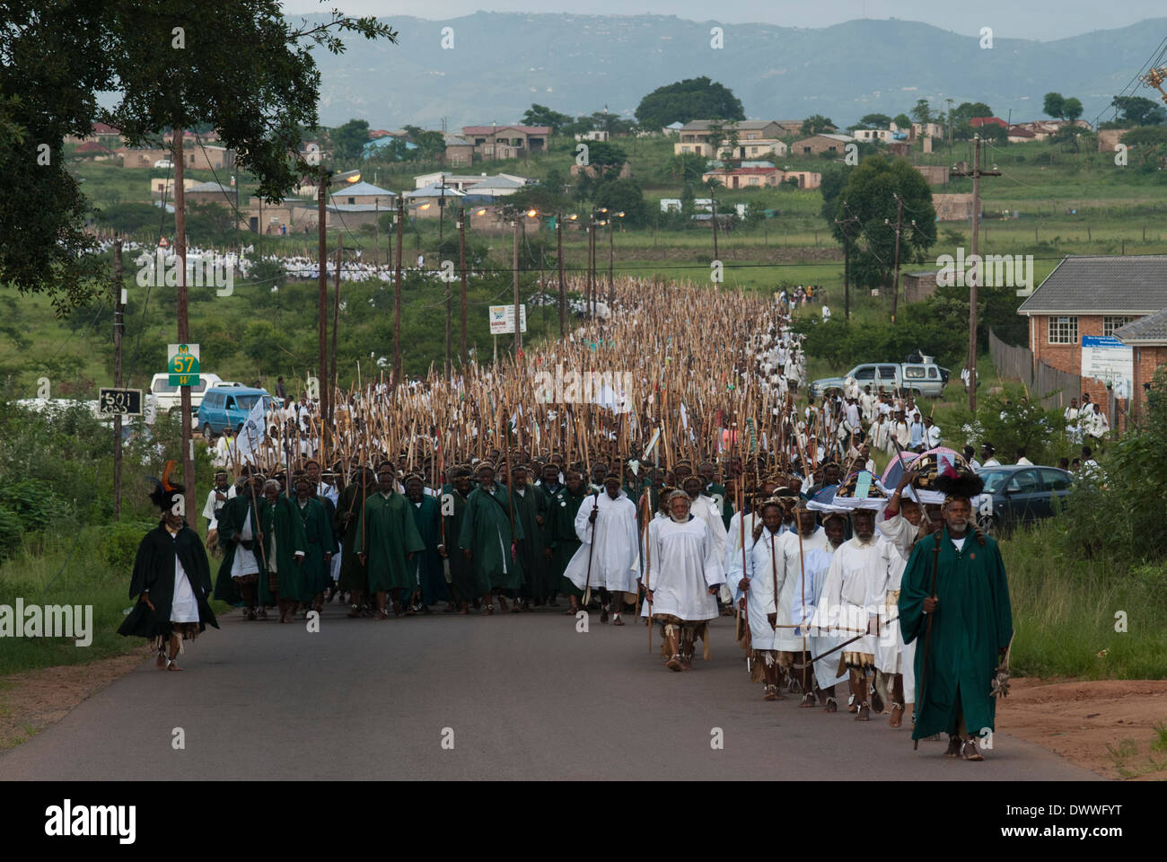 Members of the Shembe faith (Nazareth Baptist Church), a religious ...