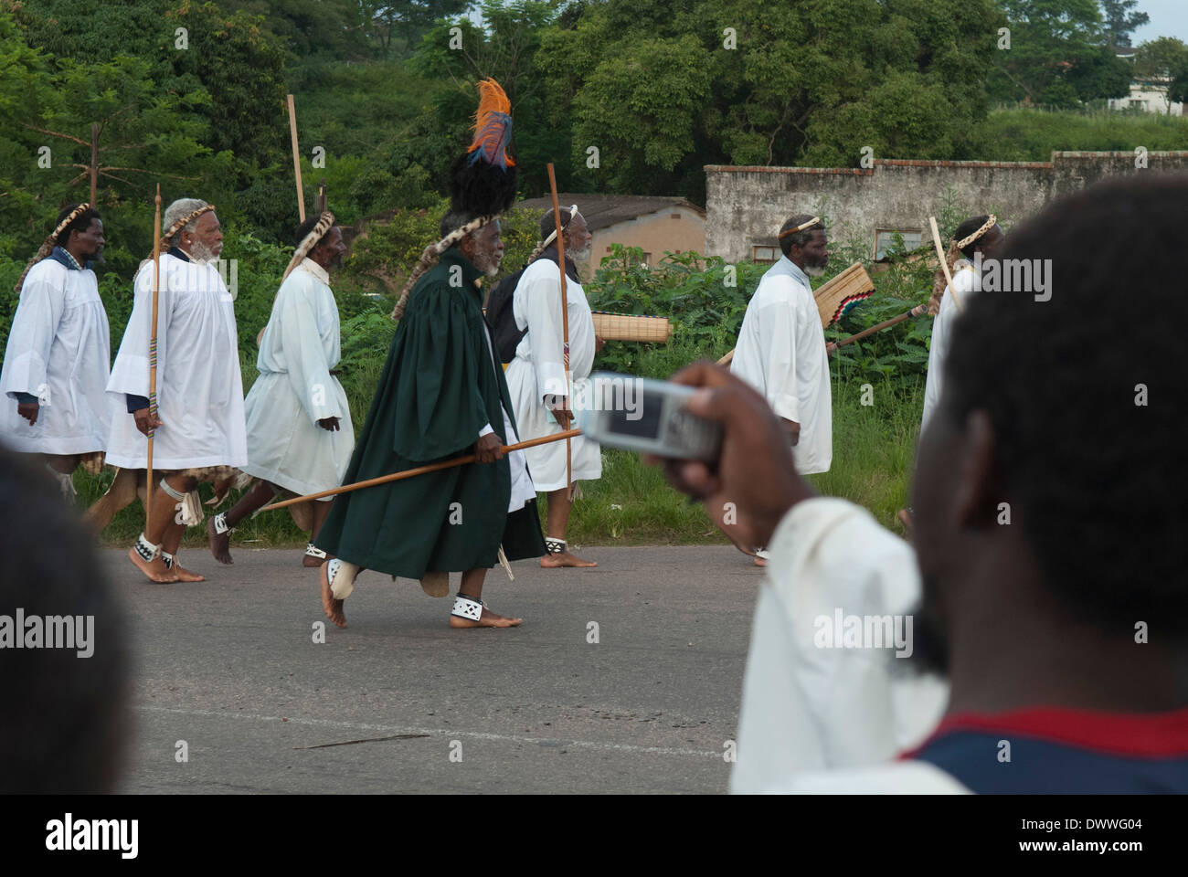 Members of the Shembe faith (Nazareth Baptist Church), a religious ...