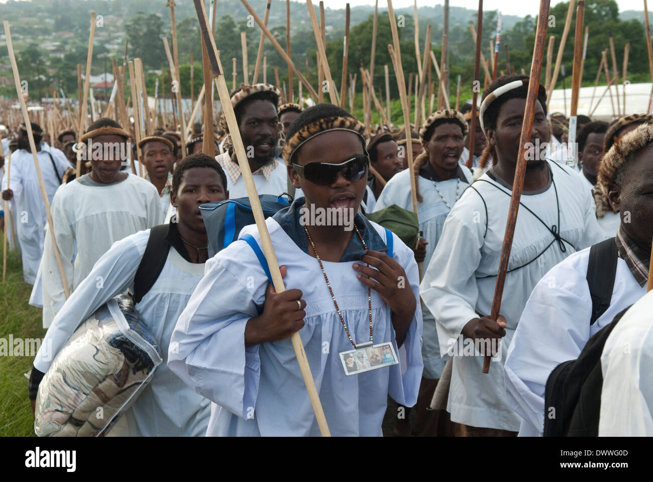 Members of the Shembe faith (Nazareth Baptist Church), a religious ...