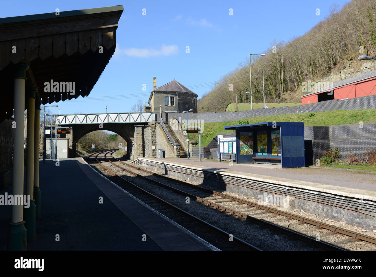 Knighton train railway station in Powys Mid Wales Uk Stock Photo - Alamy