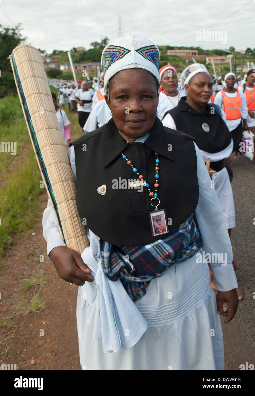 Members of the Shembe faith (Nazareth Baptist Church), a religious ...