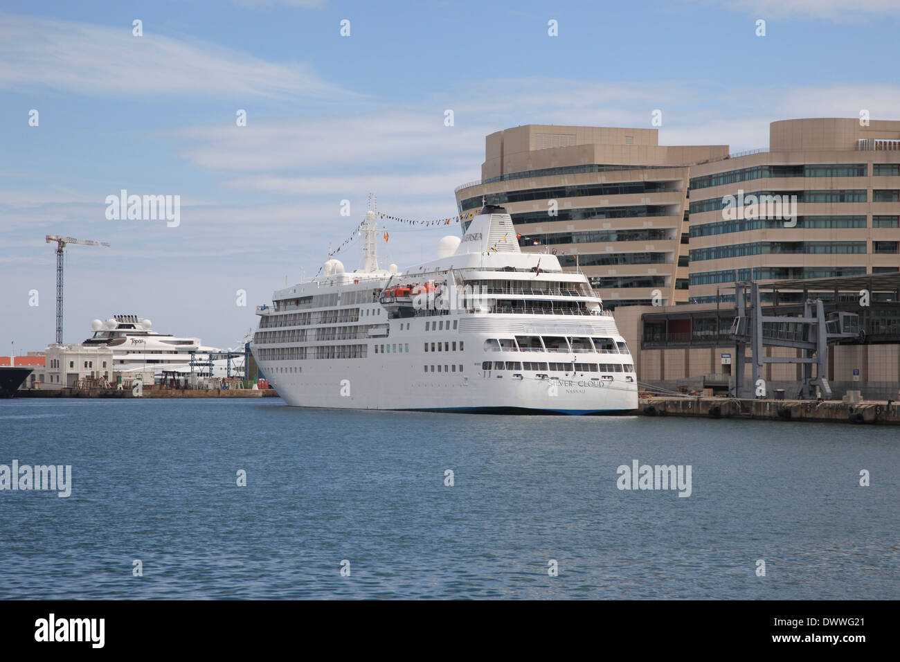 Cruise ship mv Silver Cloud in Barcelona Spain Stock Photo - Alamy