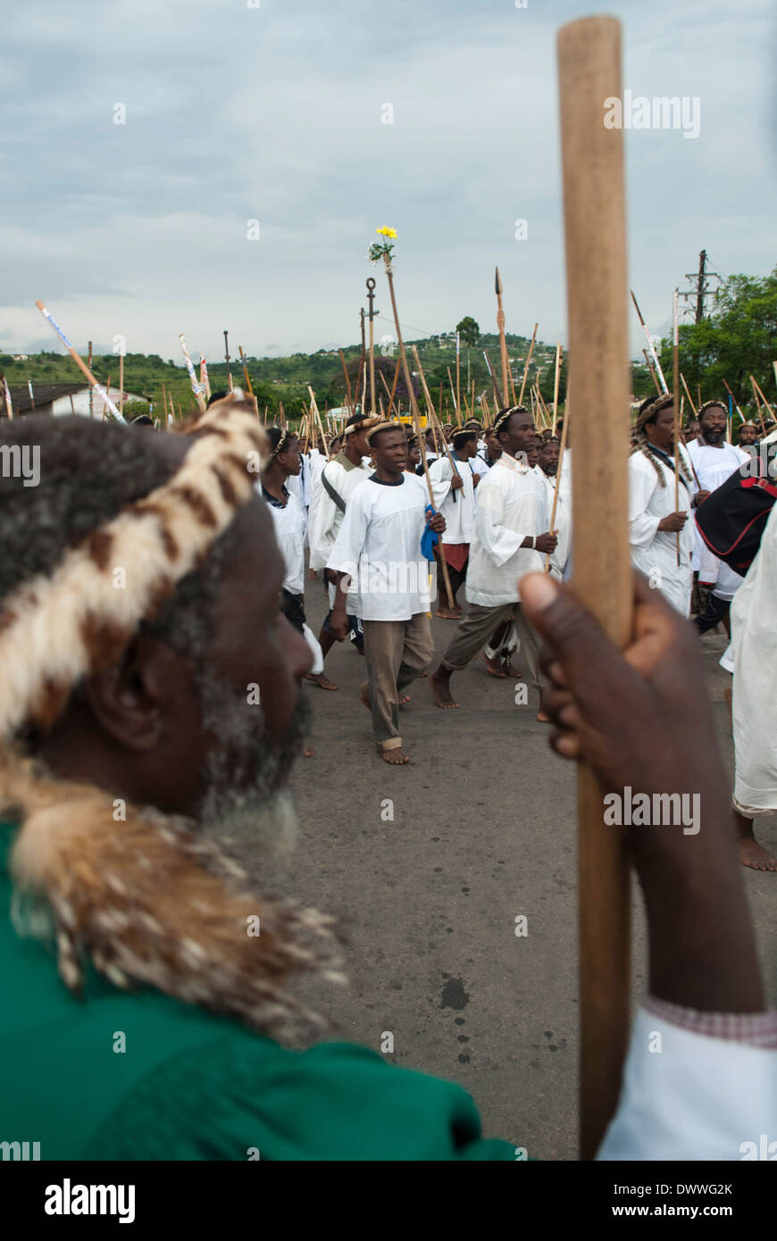 Members of the Shembe faith (Nazareth Baptist Church), a religious ...