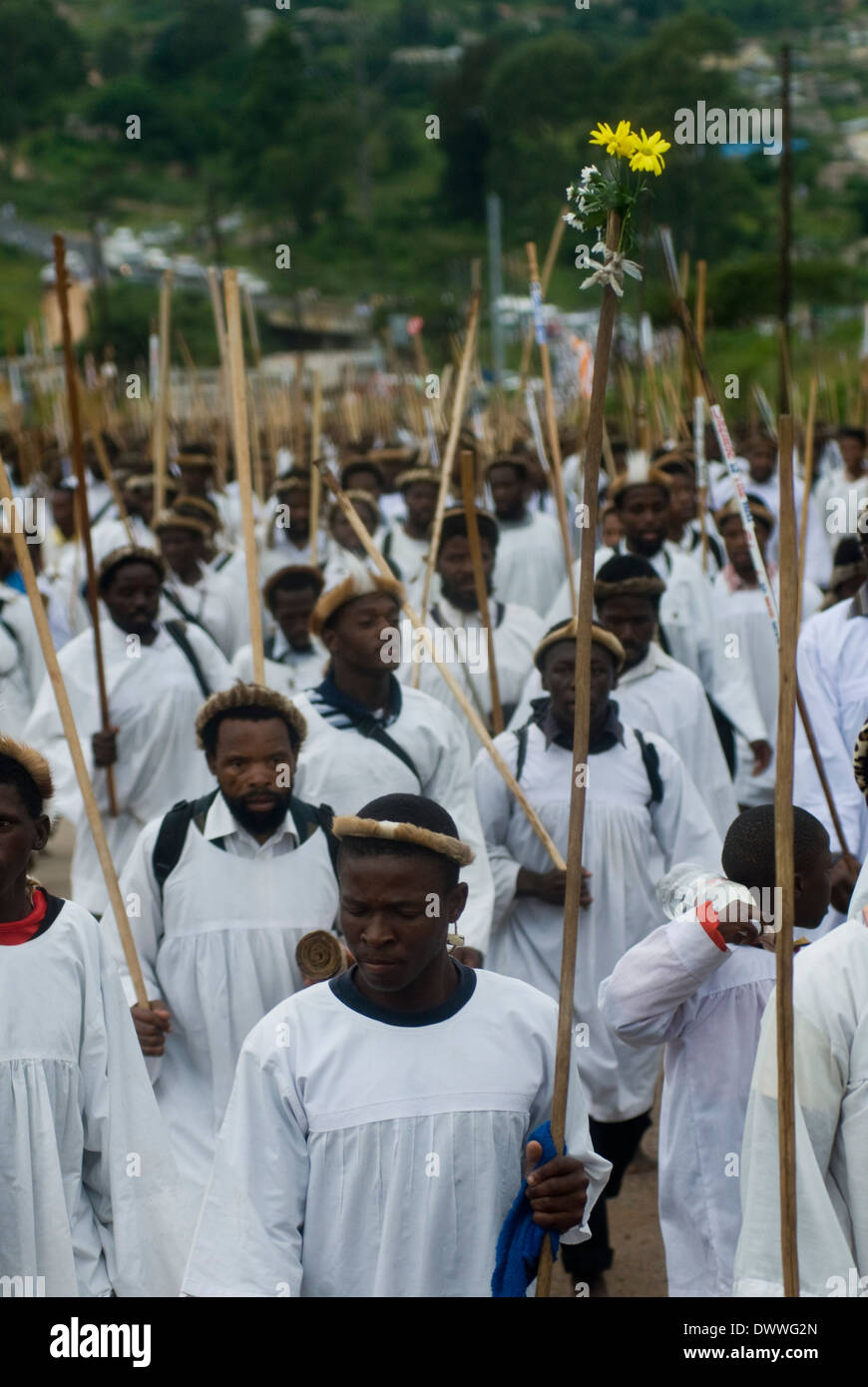 Members of the Shembe faith (Nazareth Baptist Church), a religious ...