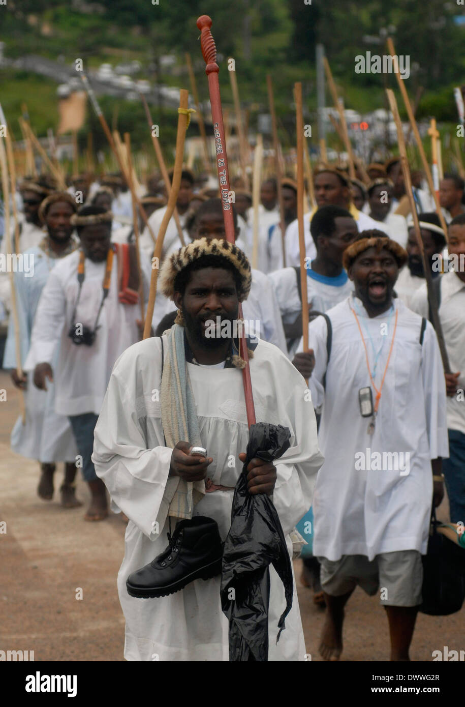 Members of the Shembe faith (Nazareth Baptist Church), a religious ...