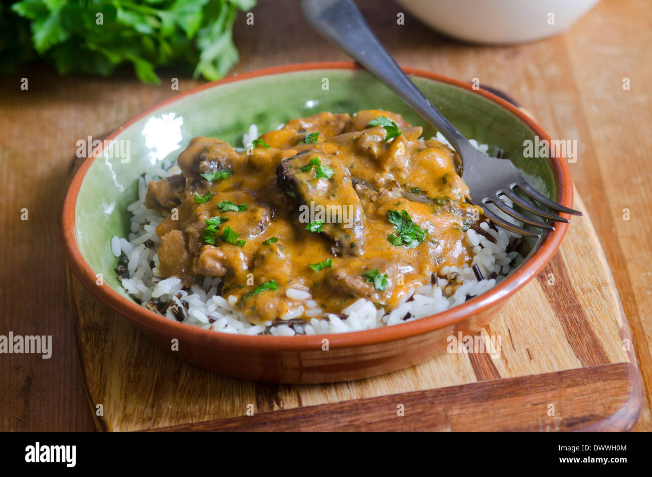 Russian food beef stroganoff rice hi-res stock photography and images ...