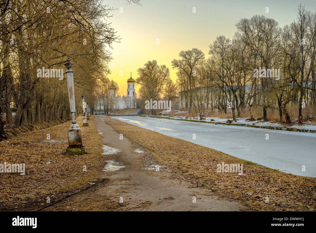 Temple in Vyshniy Volochok town in central Russia. Street view Stock ...