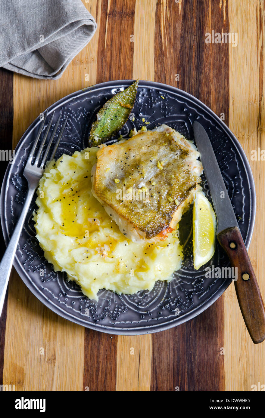 Fish with mash Stock Photo - Alamy