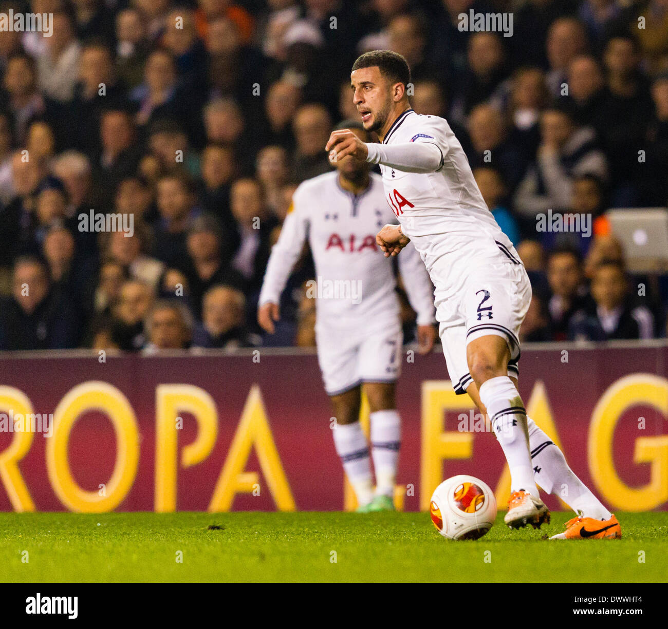 London, UK. 13th Mar, 2014. Tottenham's Kyle WALKER in action during ...