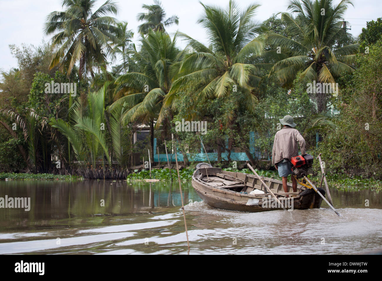 Small private Ferry operating on the canals of Can Tho Mekong Delta ...
