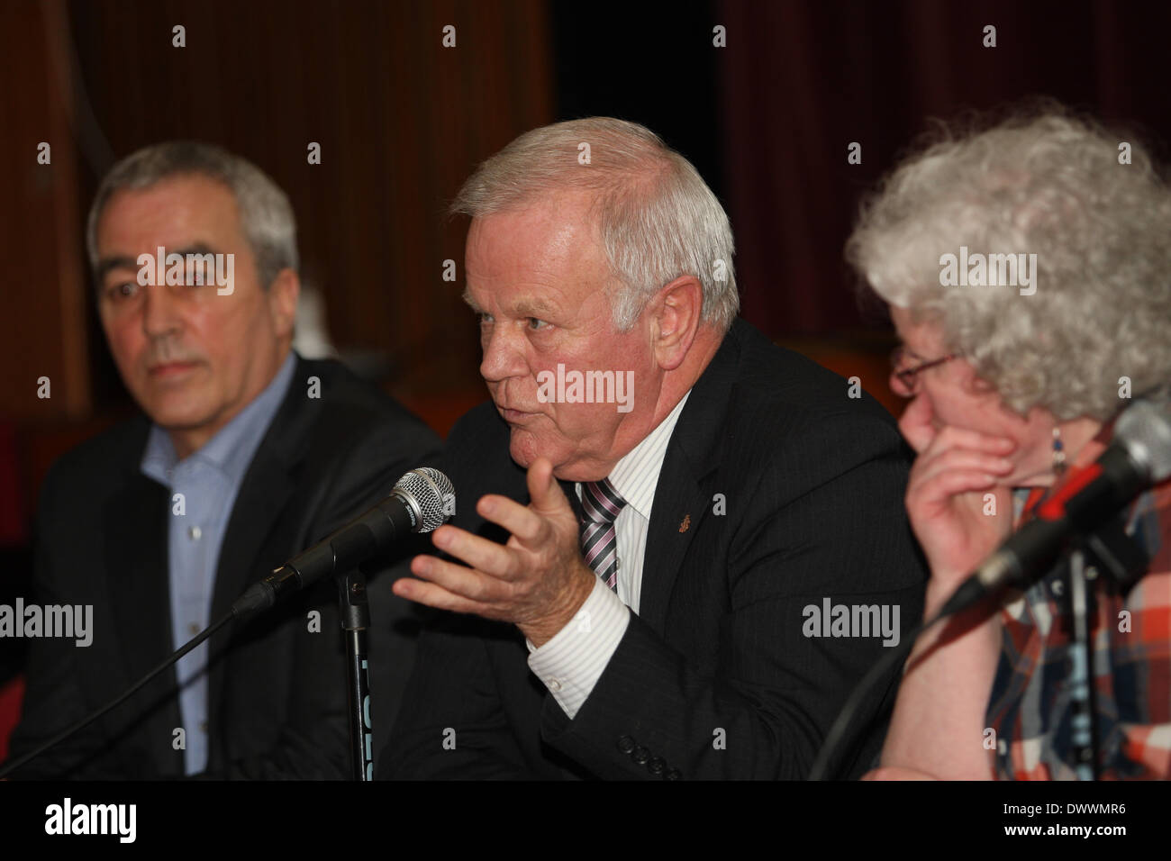Belfast,UK 13 march 2014 Trevor Lunn MLA Alliance party, during the Q&A ...