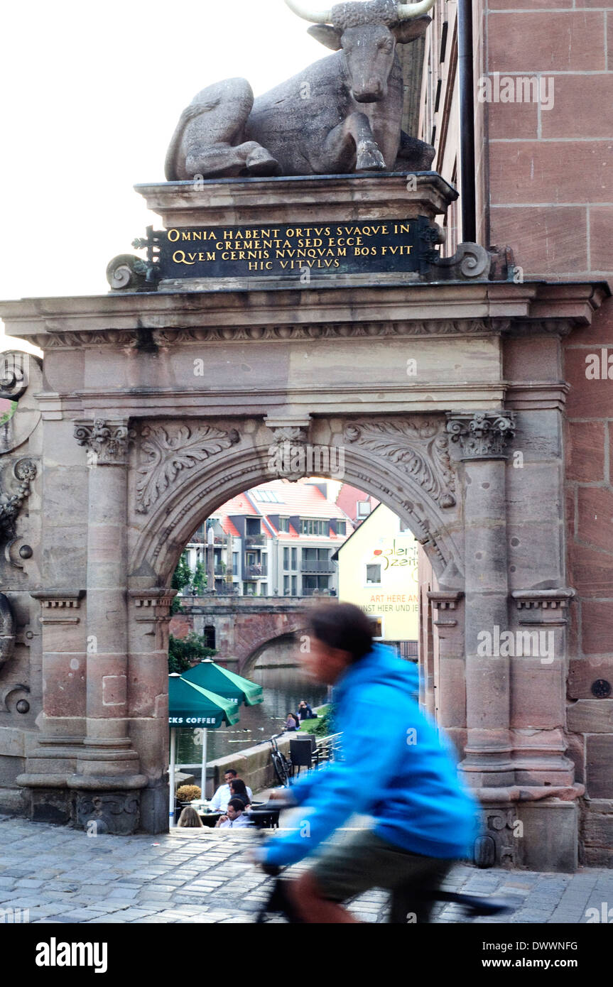 Germany, Bavaria, Nuremberg, Bull Statue Stock Photo - Alamy