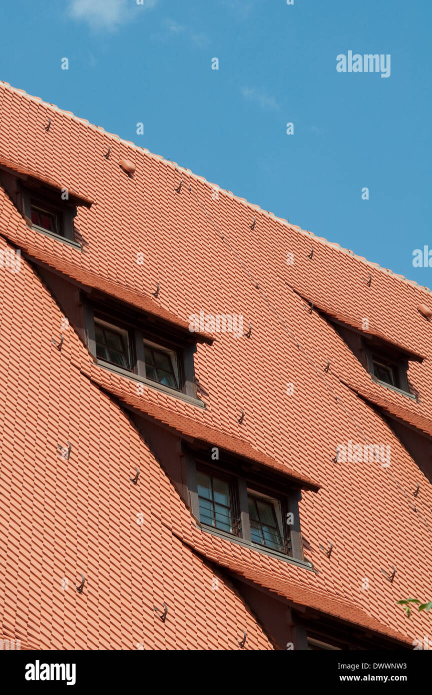Germany, Bavaria, Nuremberg, Detail Roof, Garret Windows Stock Photo ...