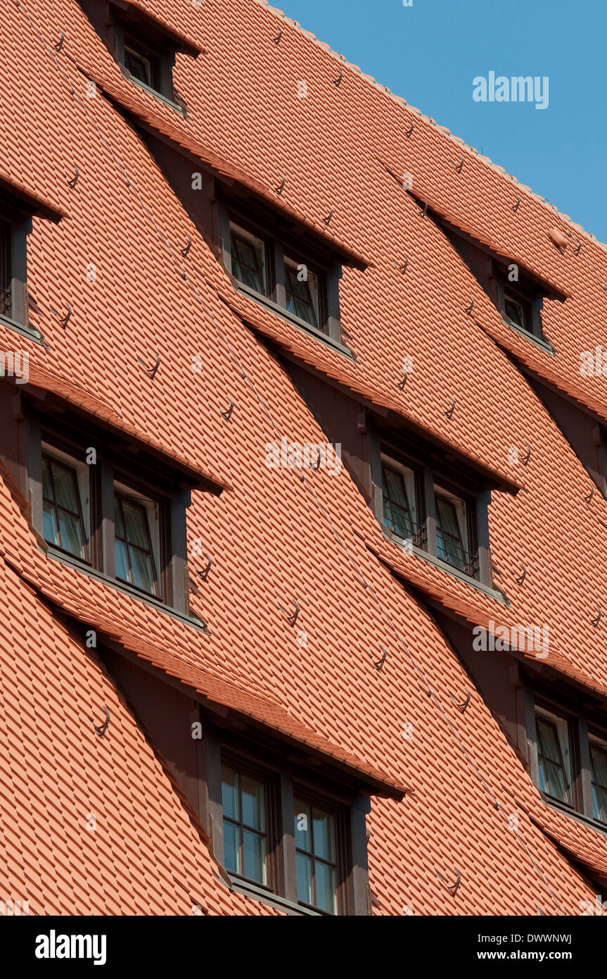 Germany, Bavaria, Nuremberg, Detail Roof, Garret Windows Stock Photo ...