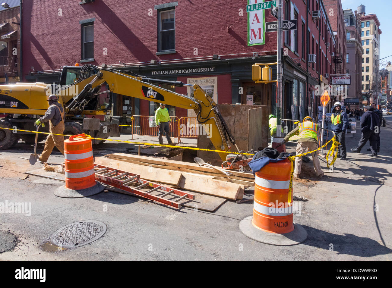 Construction workers in front of the Italian American Museum on ...