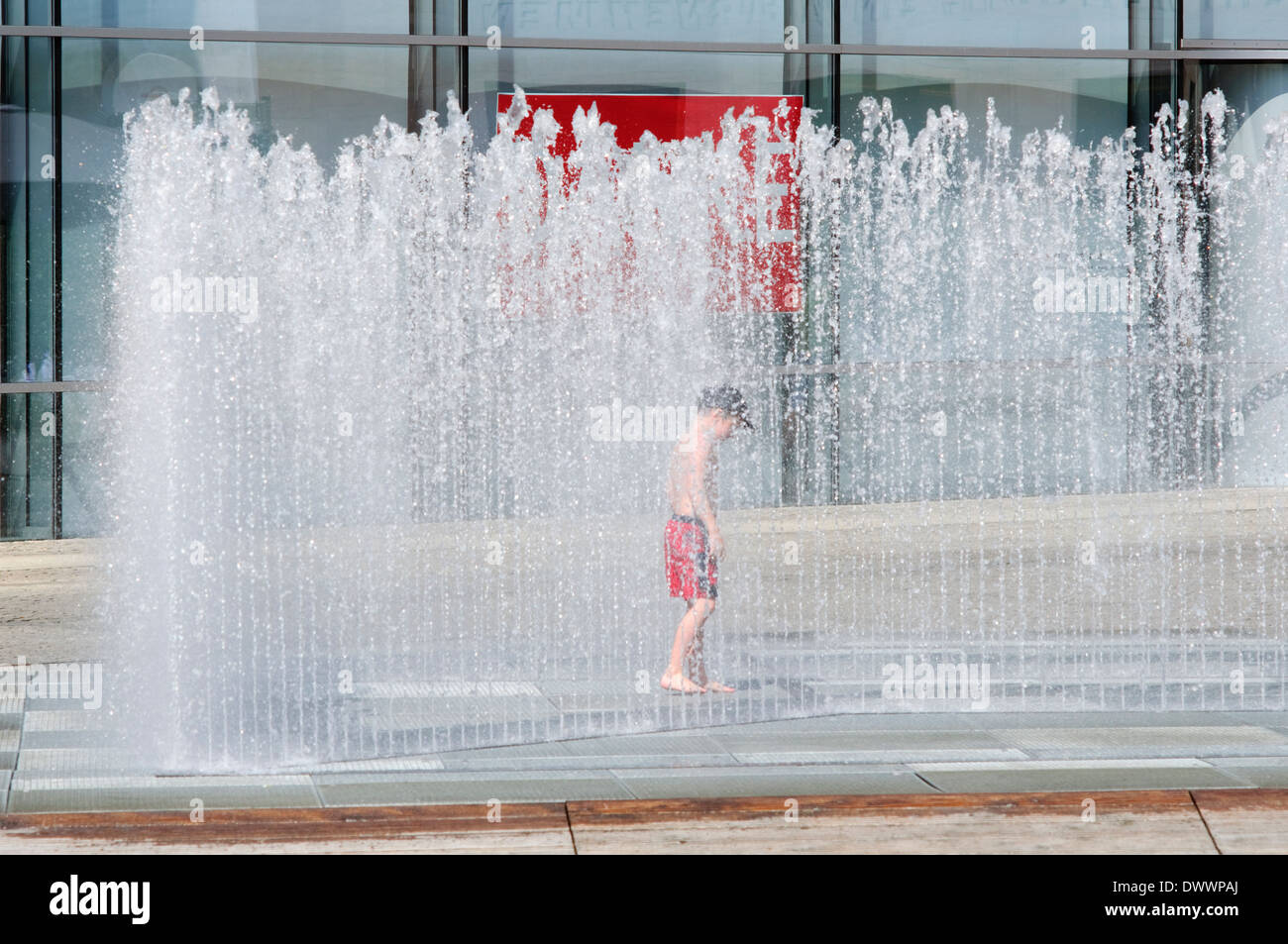 Germany, Bavaria, Nuremberg, Hexagonal Water Pavilion age 2007 artist ...