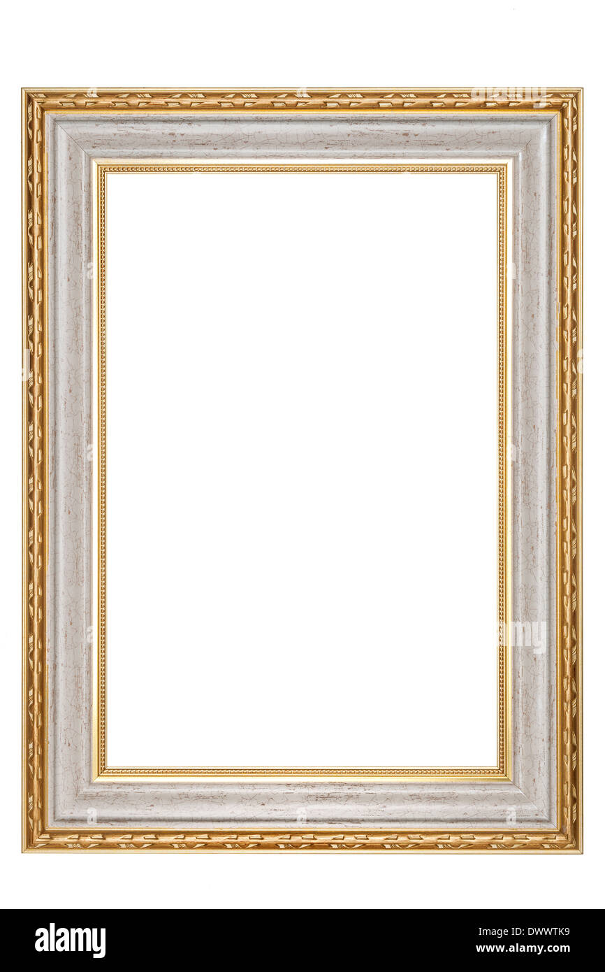 Golden white frame isolated on white background Stock Photo - Alamy