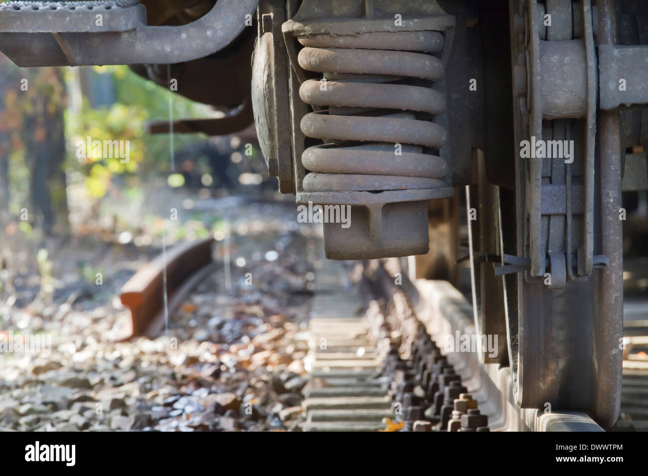 closeup picture from train underside Stock Photo - Alamy