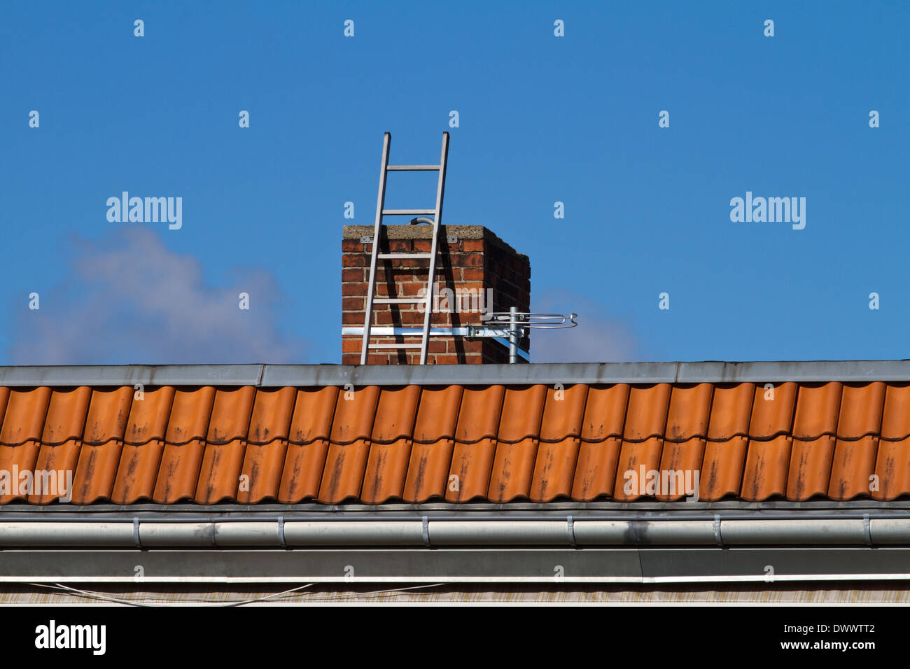 Ladder on chimney hi-res stock photography and images - Alamy